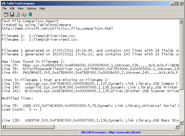 TableTextCompare Compare Csv Tab delimited Text Files